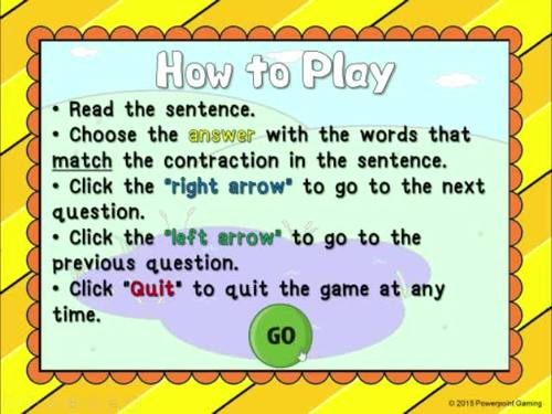 Fun with Contractions Powerpoint Game by Teacher Gameroom | TPT