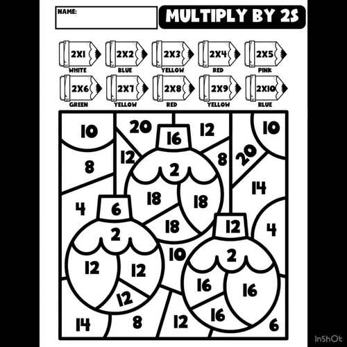 Holiday Theme Color by Skill Worksheets: Multiply by 2's by The Task ...