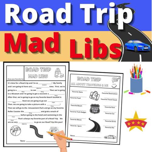 Road Trip Mad Libs Resource Writing Prompts Car Travel Activity No Prep