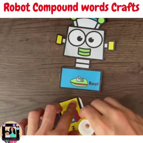 Compound Words Robot Craft Activity Literacy Center by Fun Learning With Us
