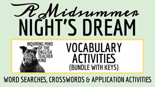 Shakespeare's A Midsummer Night's Dream Vocabulary Games Bundle (Google)