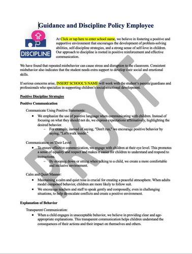 Guidance and Discipline Policy by Admin 4 You | TPT