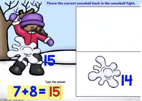 ADDITION FACTS TO 20 Winter Games HOCKEY & SNOWBALL FIGHT Boom Cards