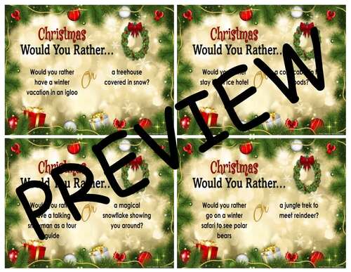 Christmas Activity: Would You Rather Slides and Card Game | TPT