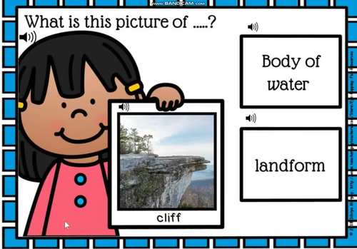 Landforms and bodies of water boom game by Murphys lesson design studio