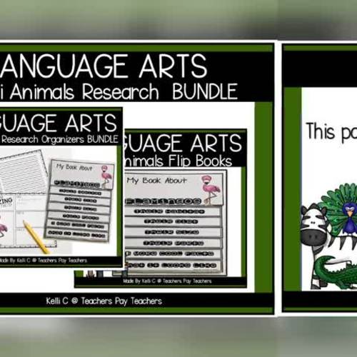 Animal Research Templates and Flip Books for Zoo Animals BUNDLE by Kelli C