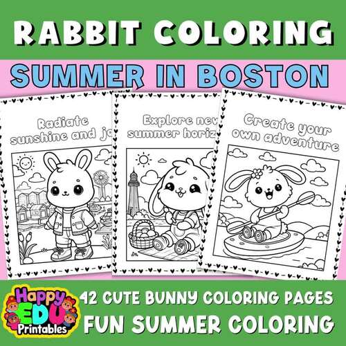 Bunny Coloring Sheets | Summer Holidays In Boston Theme | Color the Words