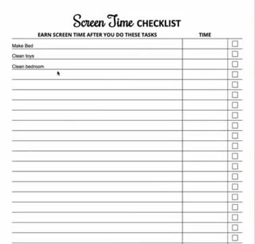 Screen Time Checklist Printable PDF by Mom Money Map | TPT