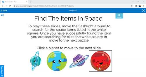 Boom Cards™ Digital Task Cards: I Spy Solar System Flashlight Game