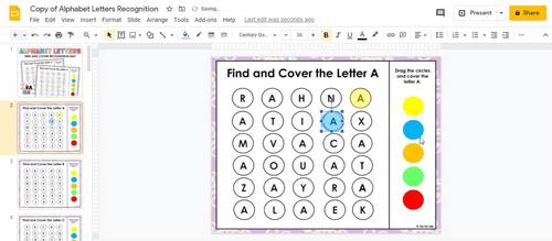Alphabet Google Slides Letter Recognition Distance Learning Back to School