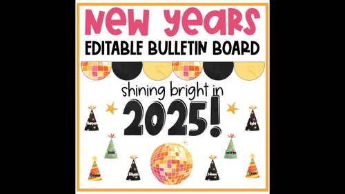 New Years Bulletin Board Door Decor - 2025 by A Pawsitive Teacher