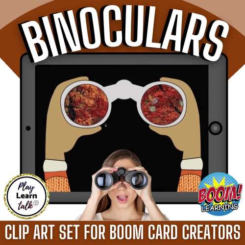 Hands Holding Binoculars - Clip Art for Boom Card Creators (Orange Sweater)