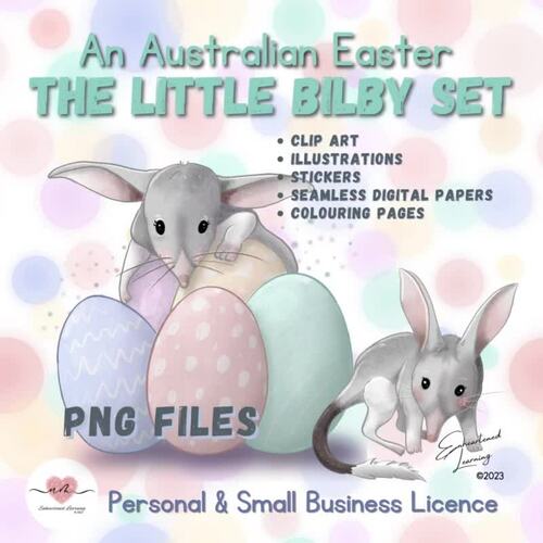 AUSTRALIAN EASTER BILBY CLIP ART plus Seamless Digital Papers, Coloring ...