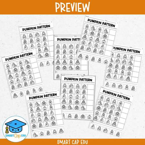 Pumpkin Pattern Cut and Paste | Printable Fall Activity for Kindergarten