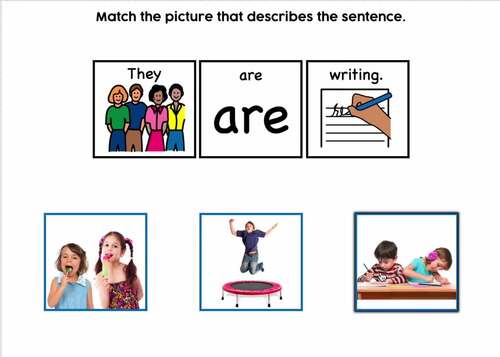 Pronouns + Action Verb | Match Sentence to Picture | Boom Cards | TPT