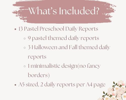 13 Pastel Preschool Daily Reports | Homeschool Report Card | Toddler ...