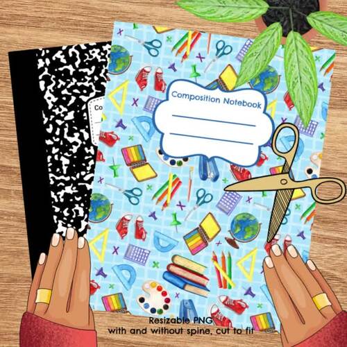 Printable Composition Notebook Book Cover Colorful Back to School Blue ...