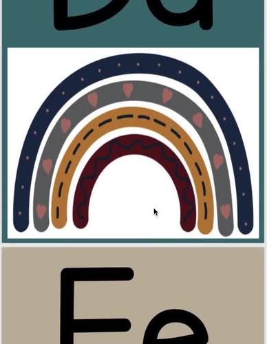 BOHO Rainbow ELA Alphabet Posters | ABCs Line Classroom Handwriting Decor