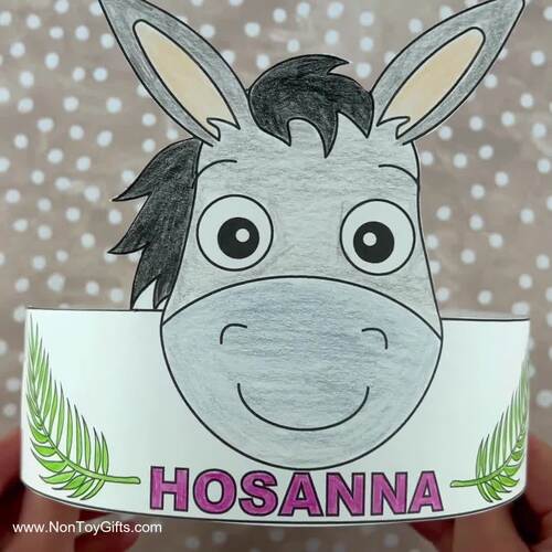 Palm Sunday Donkey Craft - Bible Easter Coloring Paper Hat - Sunday School