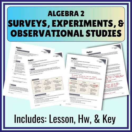 Surveys, Experiments, & Observational Studies Notes,Hw 10th-12th Grade ...