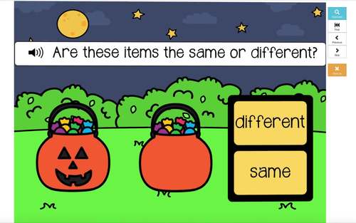 Halloween Same or Different Level 2 Boom Cards™ Distance Learning