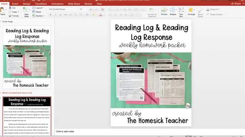 Reading Log and Reading Response Homework Partially Editable | TpT