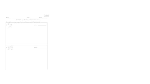 Complex Fractions & Rational Equations Unit - 2 quizzes, 3 reviews & 5 ...