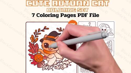 Kawaii Autumn Cat Coloring Pages: 7 Hand-Drawn Fall Designs (PDF Download)