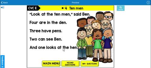 CVC E EASY TO READ STORIES AND QUESTIONS BOOM Cards™ by Mrs Graders