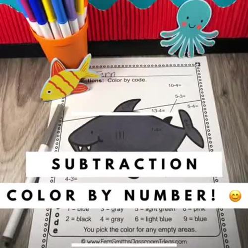 Ocean Color By Number Subtraction by Fern Smith's Classroom Ideas