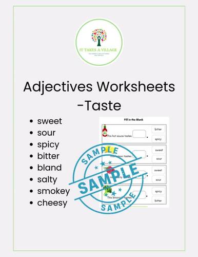 Adjectives Worksheets-by Taste-multiple choice, draw a line, fill in ...