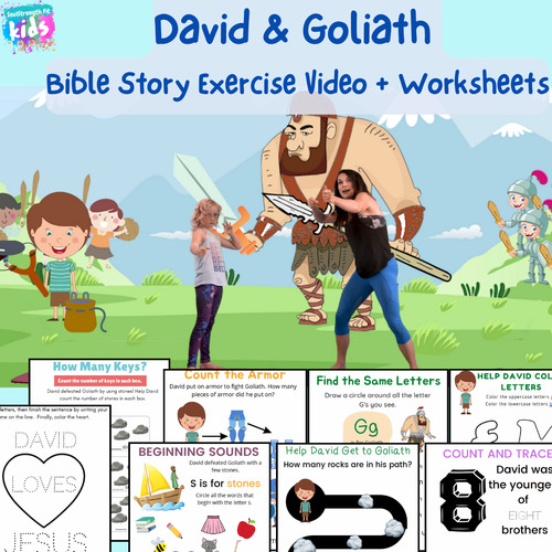 David & Goliath Bible Story Video with Exercise & Worksheets by Kelly ...