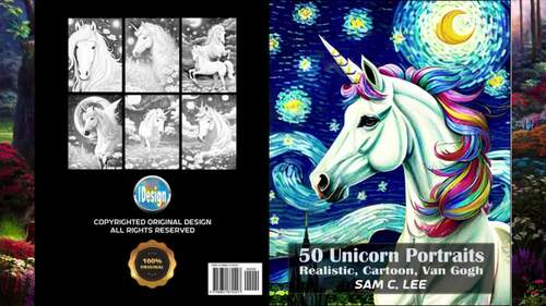 50 Unicorn Portraits: Realistic, Cartoon, Van Gogh - 50 Printable ...