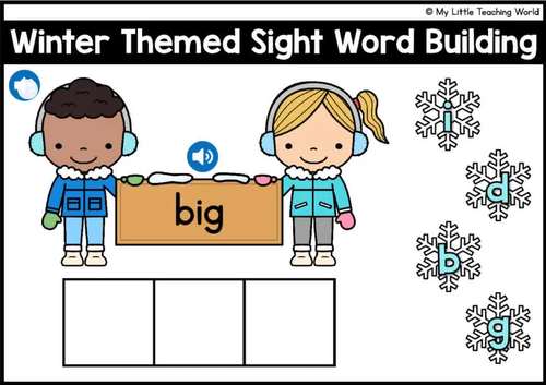 Winter Themed Sight Word Building Boom Cards | Distance Learning