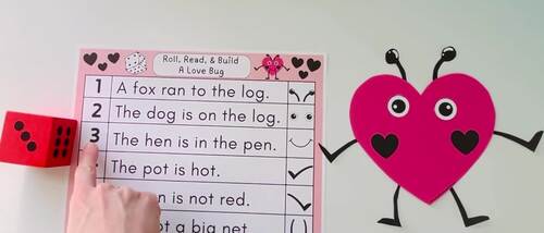 Valentine’s Literacy & Math Game – Roll, Read, & Build A Love Bug ...