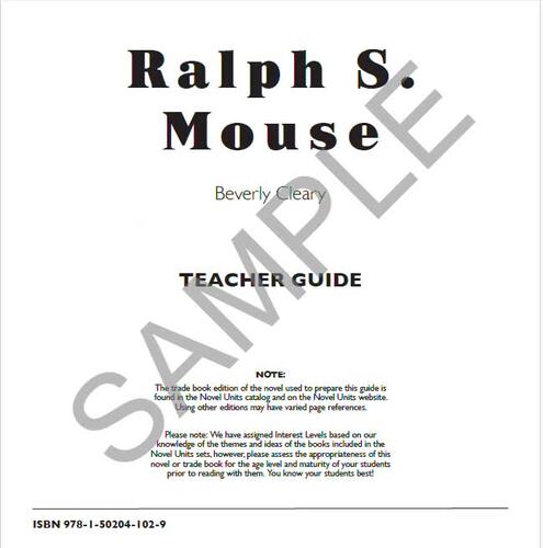 Ralph S. Mouse Novel Units® Teacher Guide Novel Study | TPT