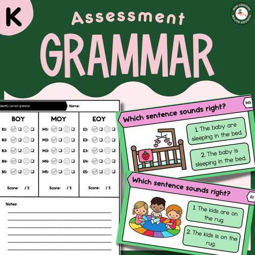 Kinder Grammar Diagnostic Assessment Beginning of Year Common Core ...