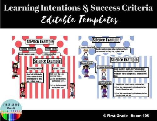 Learning Intentions & Success Criteria - Editable Templates | TPT