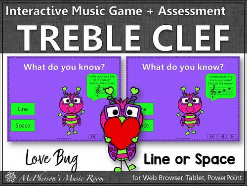 Treble Clef Lines and Spaces Interactive Music Game and Assessment ...