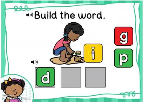 Boom Cards™ Build the CVC Short I Word Phonics Review by Leigh's Library
