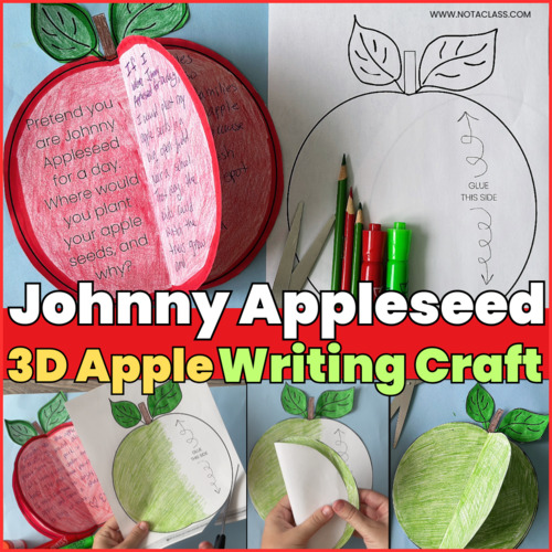Apple Day, Johnny Appleseed 3D Apple Writing Craft, Fall Bulletin Board ...