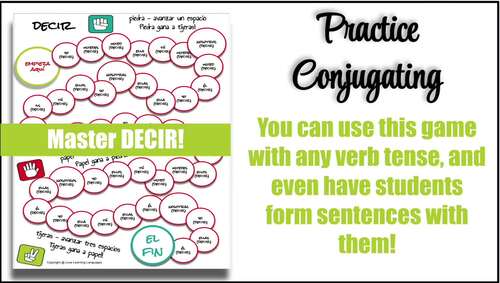Spanish Verb Decir Conjugation Game - Rock, Paper, Scissors | TPT