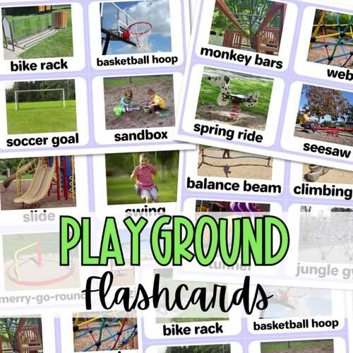 At the Playground Park Vocabulary Real Photo Flashcards for ESL and Speech