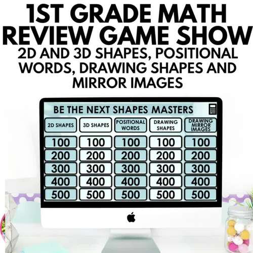 2D and 3D Shapes Activities 1st Grade Math Review PowerPoint™ Game Show