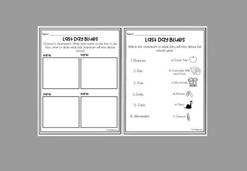 Last Day Blues Book Companion Activities | End of the Year Read Aloud