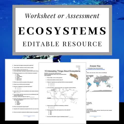 Ecosystems of the World: Worksheet, Review or Assessment | TPT
