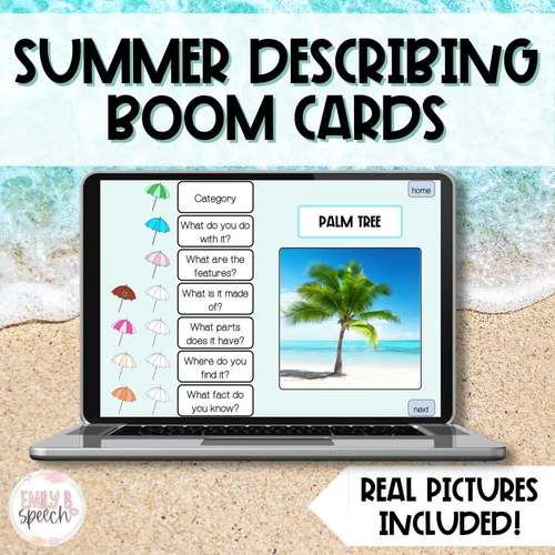 Summer Describing Boom Cards | Speech Language Therapy No Prep Distance ...