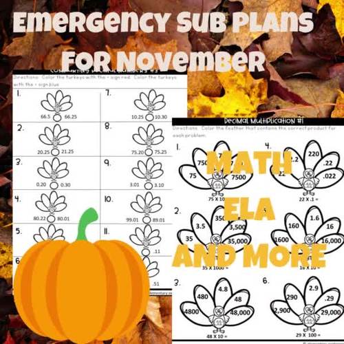 November Language Arts and Math 5th Grade Bundle by elementary explosion