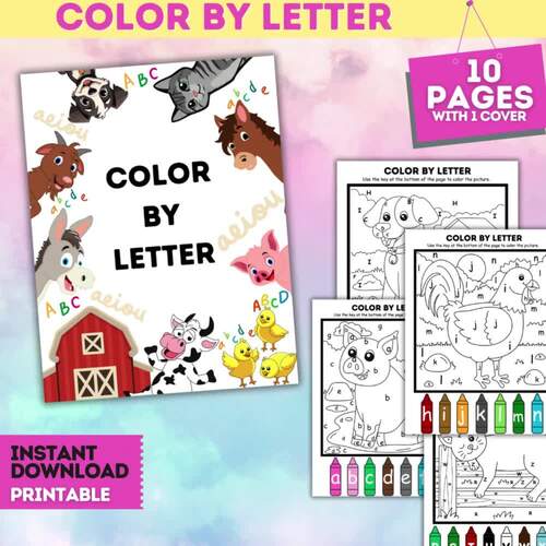 Color By Letter Activity Book, Printable Coloring Pages, Coloring ...