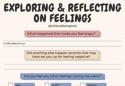* PRINTABLE & INTERACTIVE * Reflecting on Feelings Worksheet for Kids ...